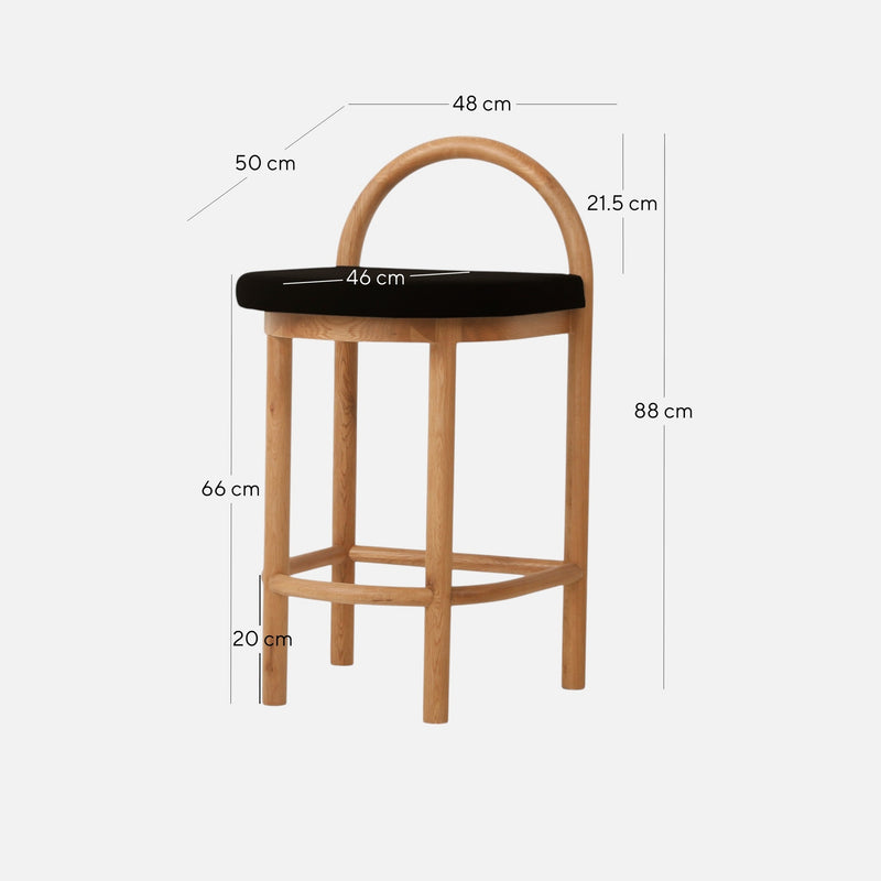 CBS10257-LJ 66cm Natural Bar Stool - Black ... | Calibre Furniture