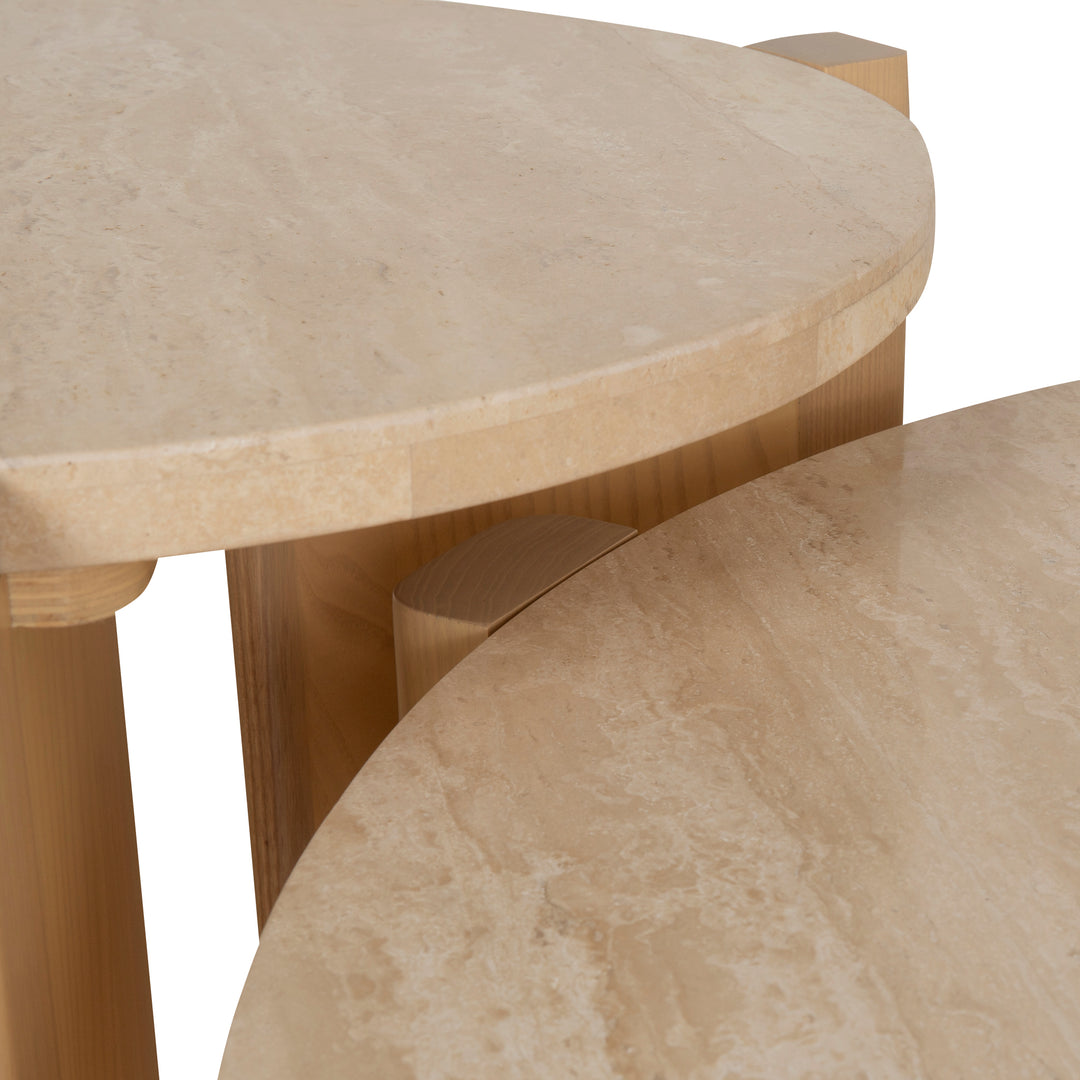 CCF8743-KK Travertine Top Round Nested Tabl... | Calibre Furniture