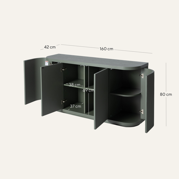CDT12269-DW 1.6m Veneer Top Buffet Unit - S... | Calibre Furniture