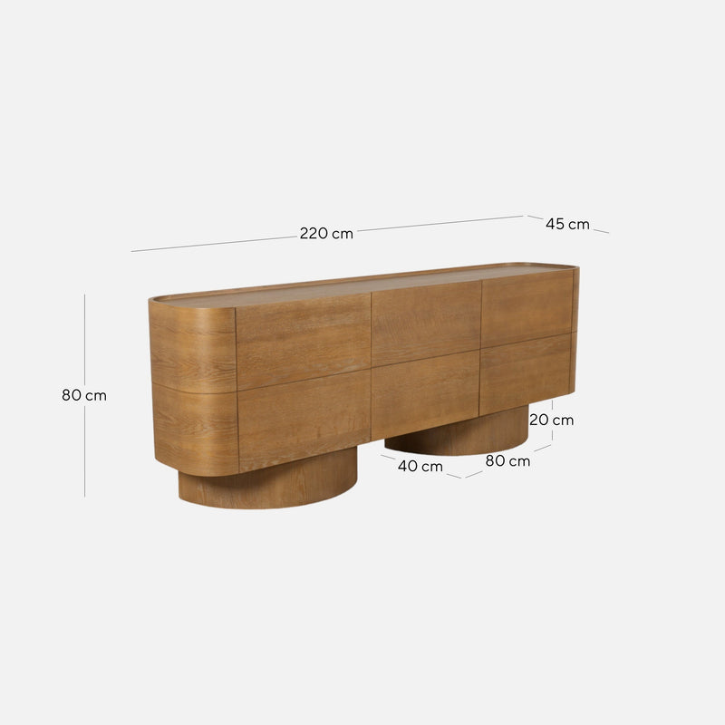 CDT8692-VA 2.2m Buffet Unit - Dusty Oak | Calibre Furniture