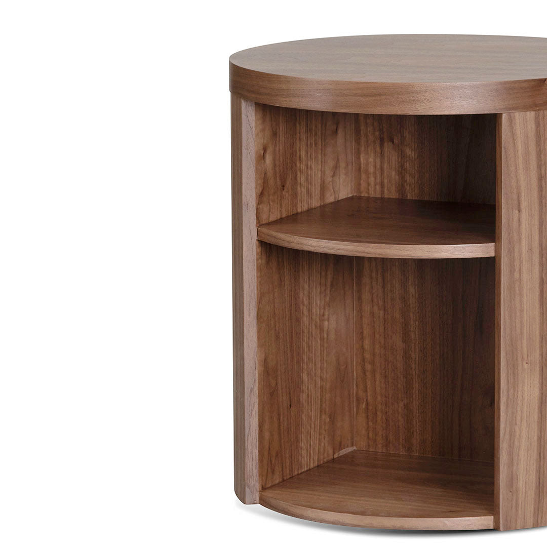 CST8083-BB Round Wooden Bedside Table - Walnut | Calibre Furniture