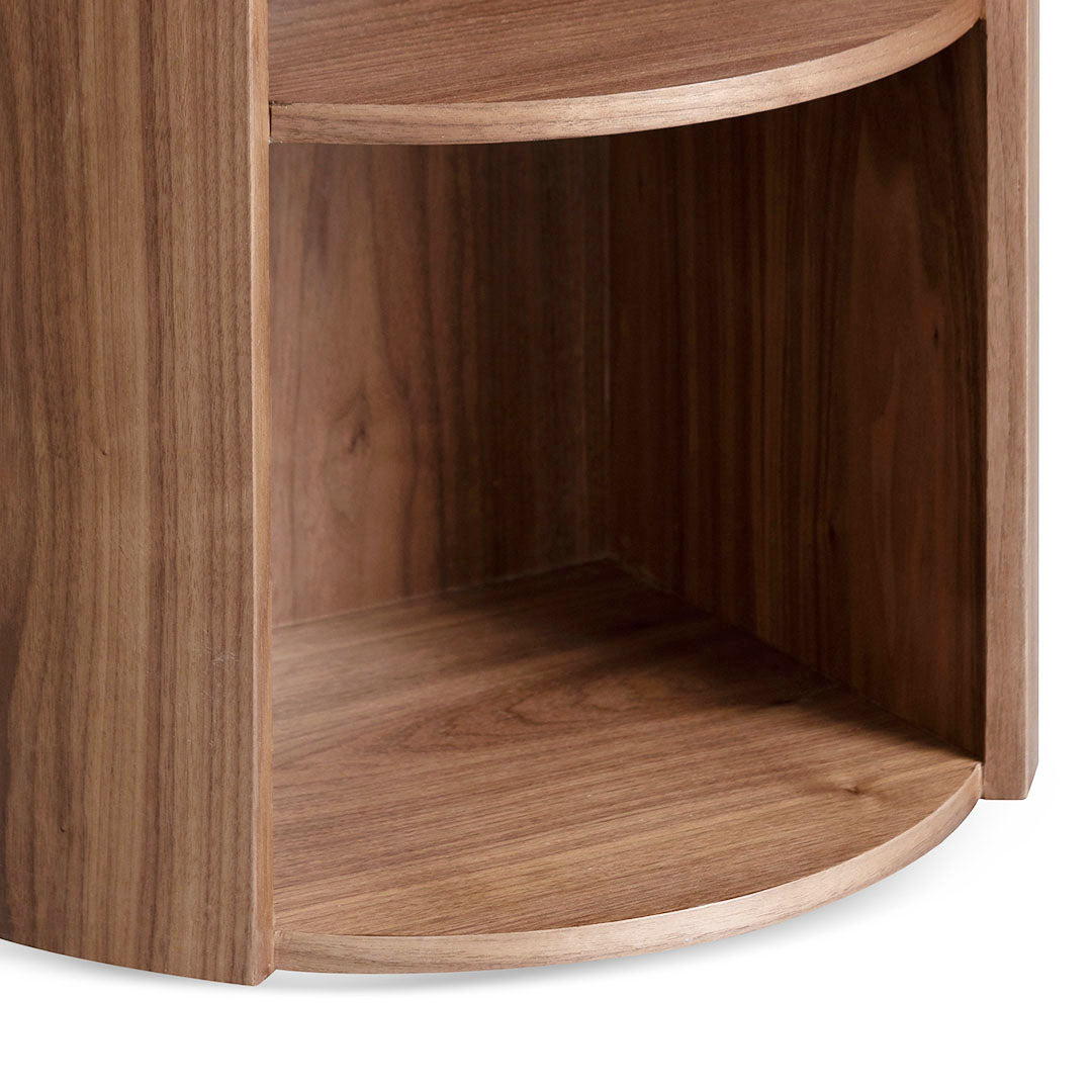 CST8083-BB Round Wooden Bedside Table - Walnut | Calibre Furniture