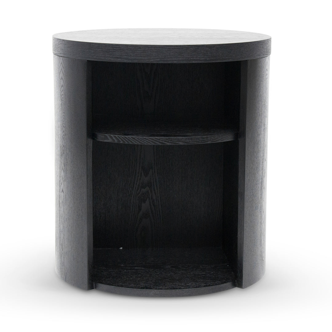 CST8084-BB Round Wooden Bedside Table - Bla... | Calibre Furniture