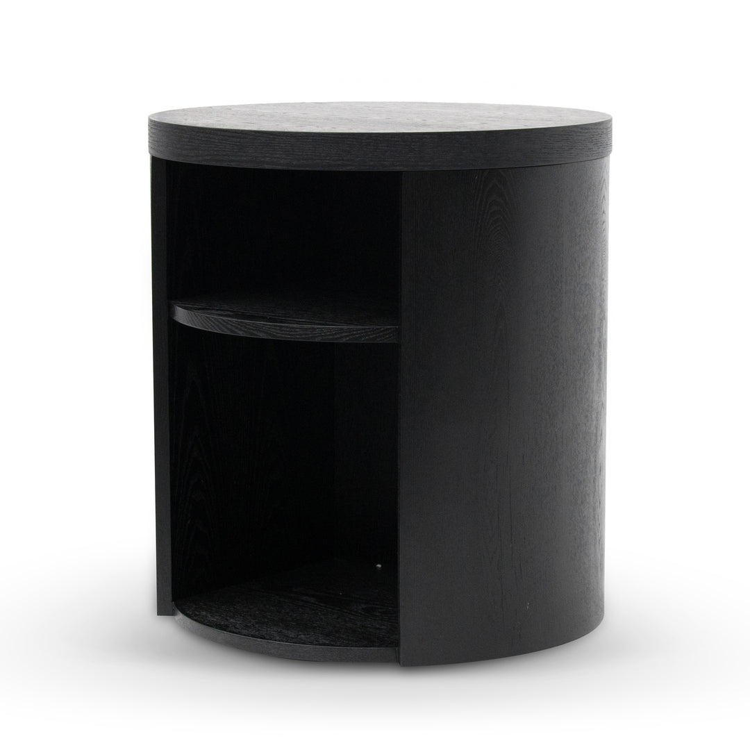 CST8084-BB Round Wooden Bedside Table - Bla... | Calibre Furniture
