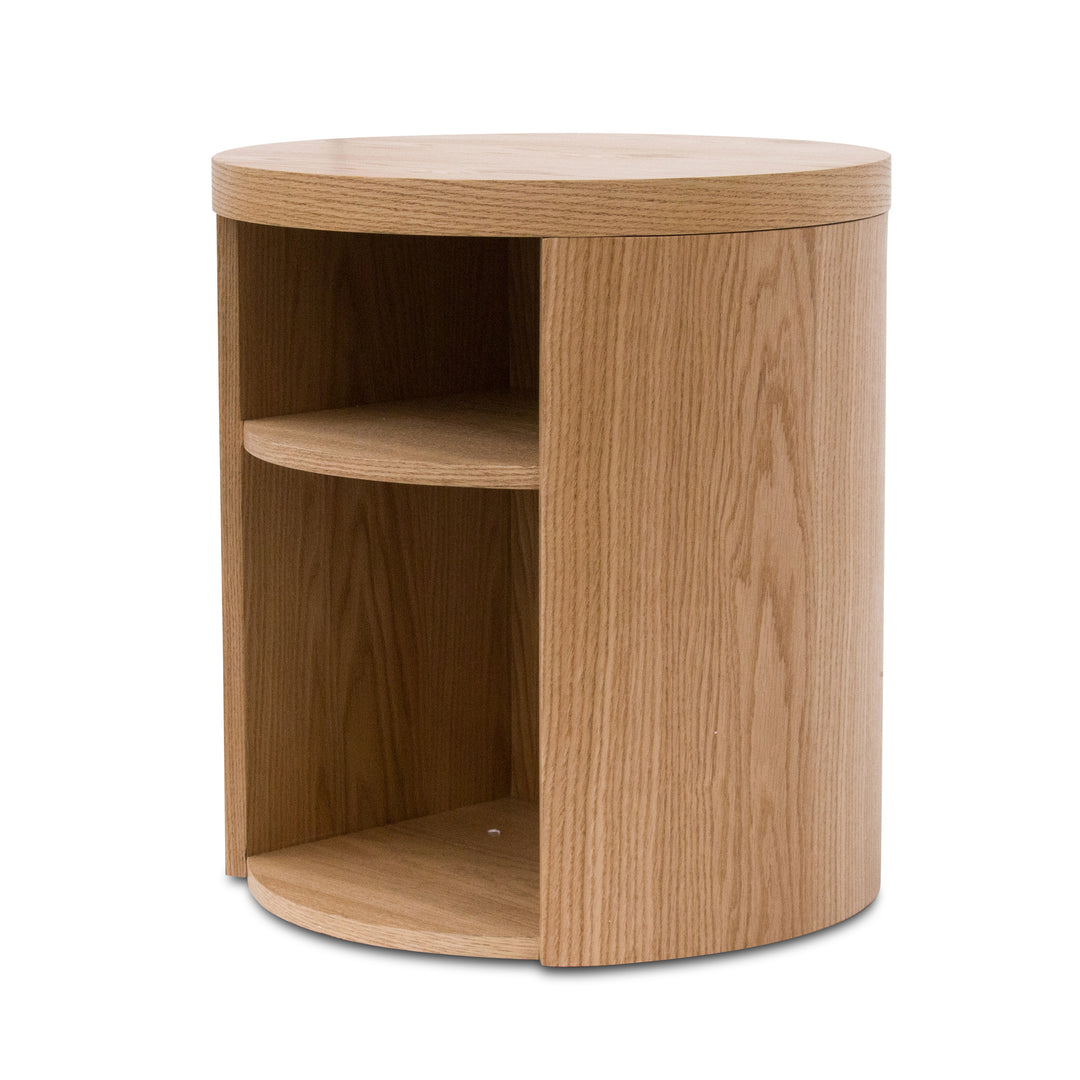 CST8085-BB Round Wooden Bedside Table - Nat... | Calibre Furniture